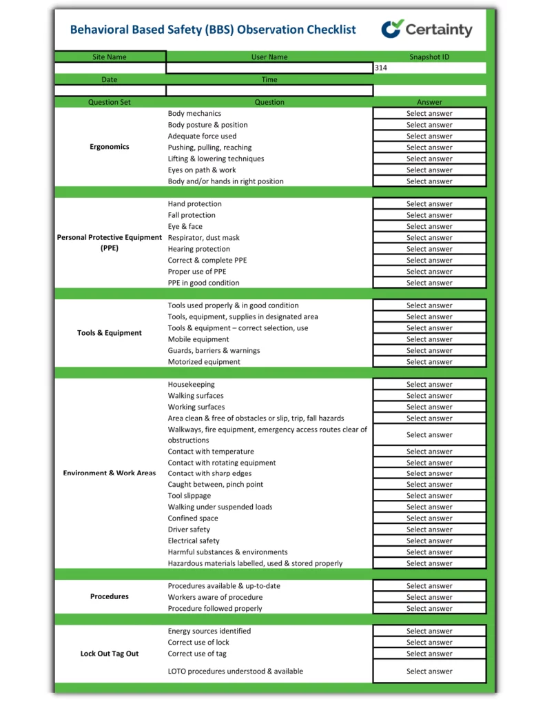 Safety Observation Card Template Word - Printable Cards
