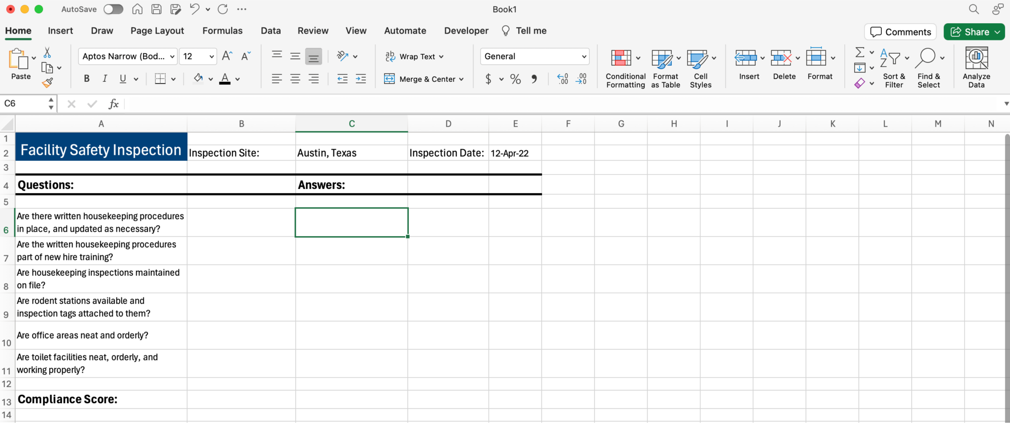 How to Make Audit/Inspection Checklists in Microsoft Excel