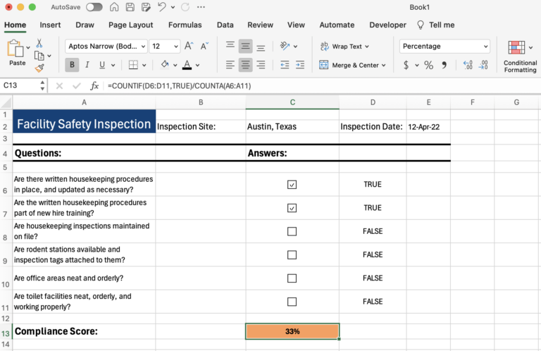 How to Make Audit/Inspection Checklists in Microsoft Excel